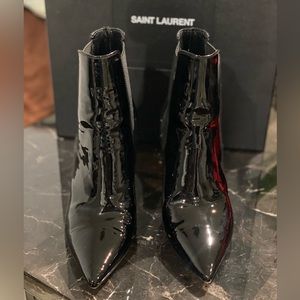Yves Saint Laurent | Shoes | Ysl Opyum Booties Size 375 Black Patent ...